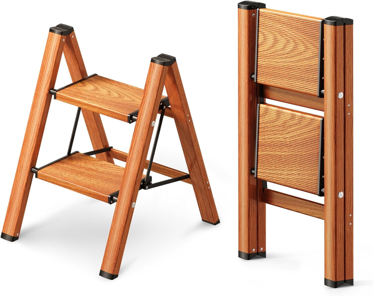 2 Step Ladder, Folding Step Stool with Anti-Slip Wide Pedal, Aluminum ...