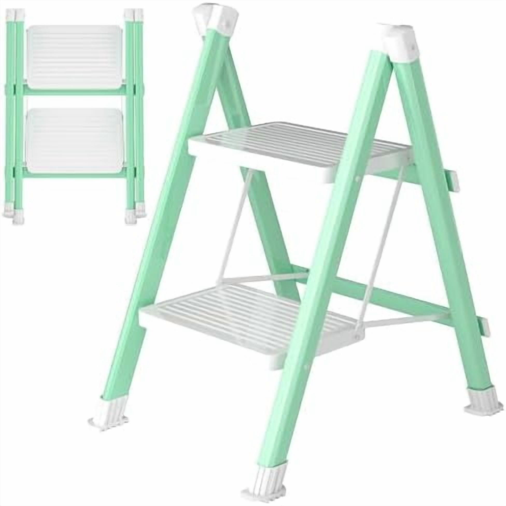 2 Step Ladder, Folding Step Stool with Anti-Slip Wide Pedal, Anti-Slip ...
