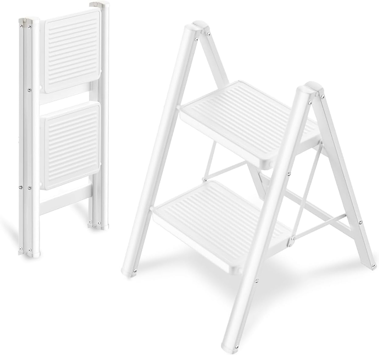 2 Step Ladder Folding Step Stool, Heavy Duty 330 Lbs Load Stepladder ...