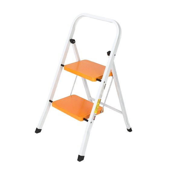 2 Step Ladder Folding Step Stool Steel Anti-Slip Sturdy Wide Pedal ...