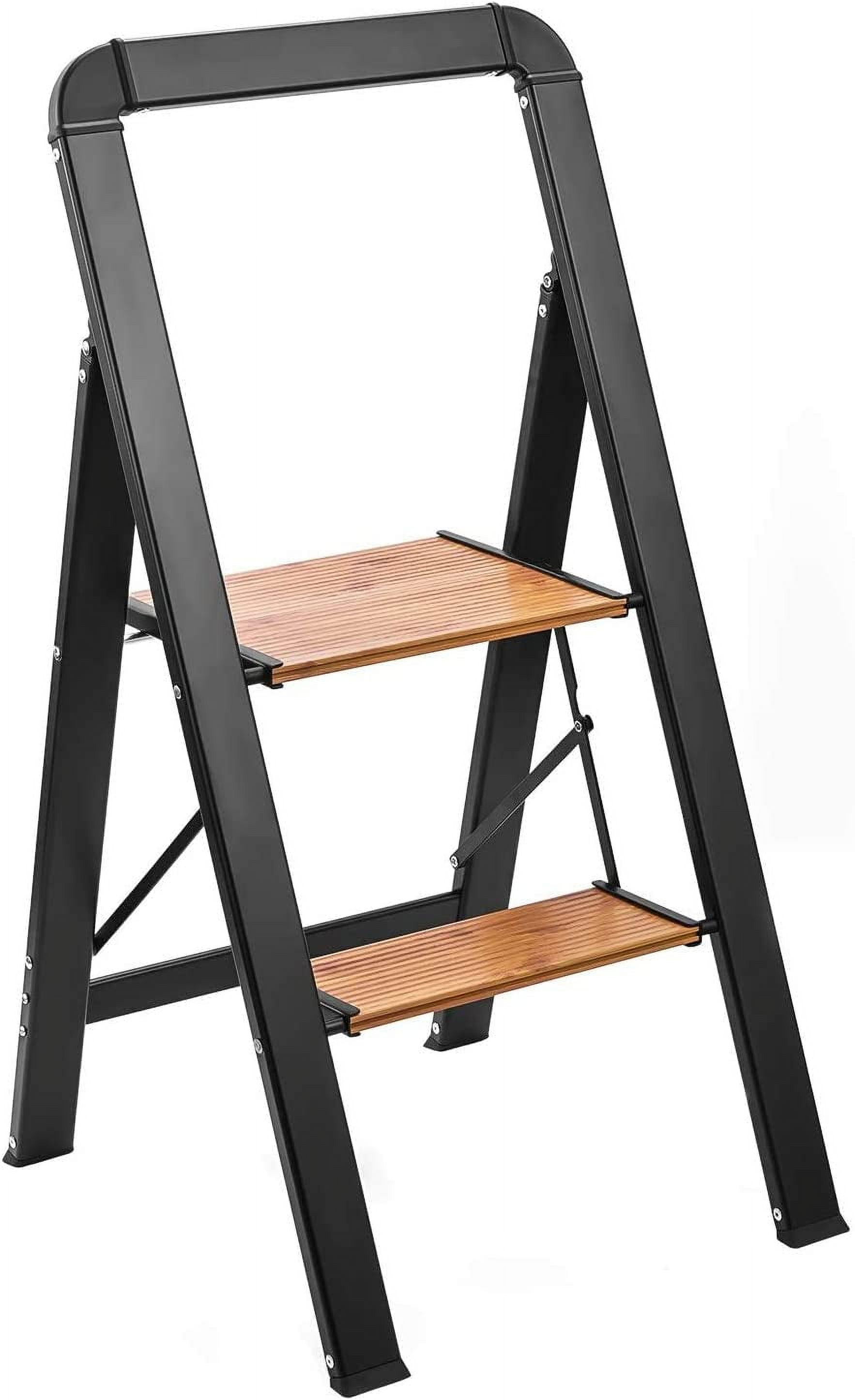 2 Step Ladder Folding Step Stool, Upgraded Lightweight Aluminum 2-Feet ...