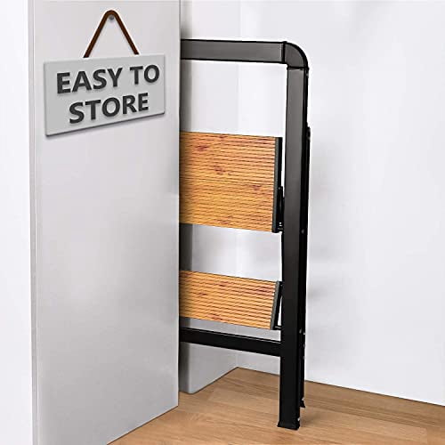 2 Step Ladder Folding Step Stool, Upgraded Lightweight Aluminum 2-Feet ...