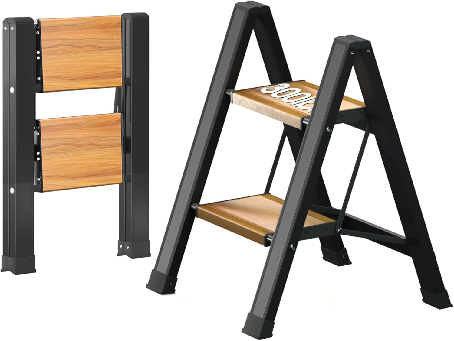 2 Step Ladder, Folding Step Stool with Wide Anti-Slip Pedal, Aluminum ...