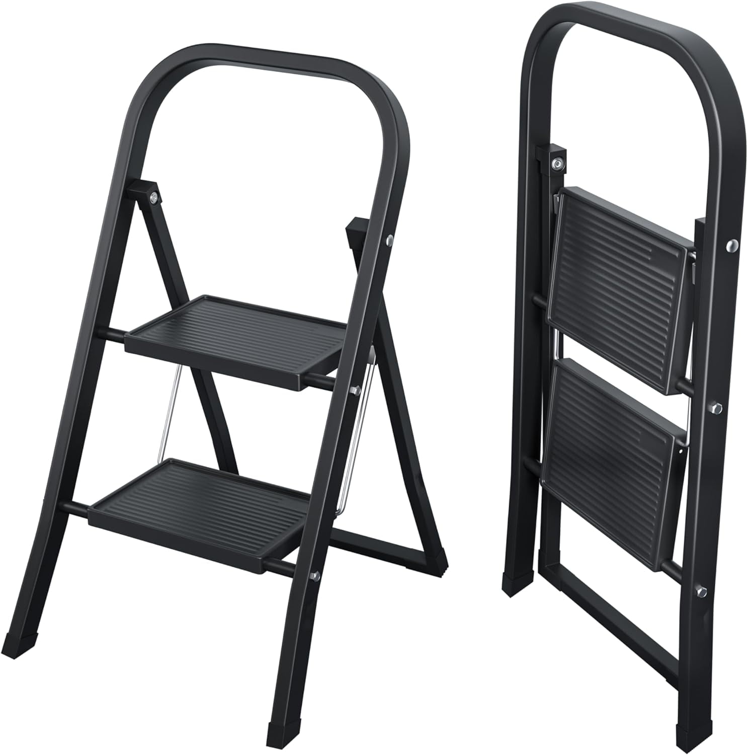 2 Step Ladder, Folding Step Stool for Adults, Wide Anti-Slip Pedal ...