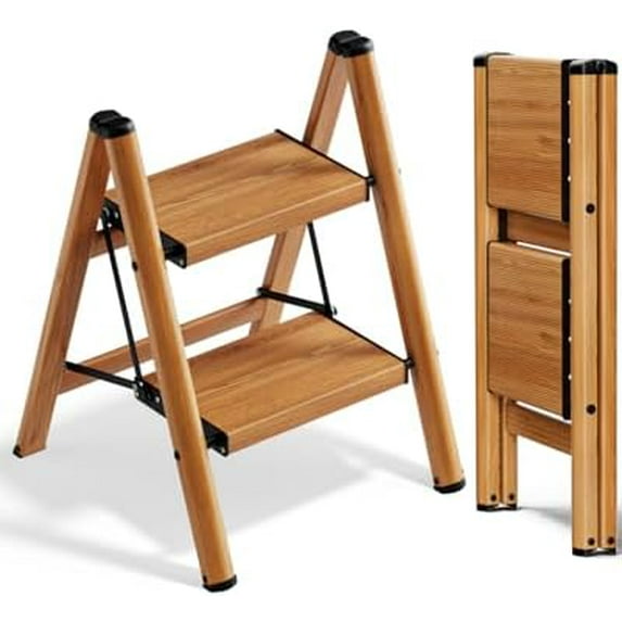 2 Step Ladder, Folding Step Stool with Anti-Slip Wide Sturdy Pedal ...