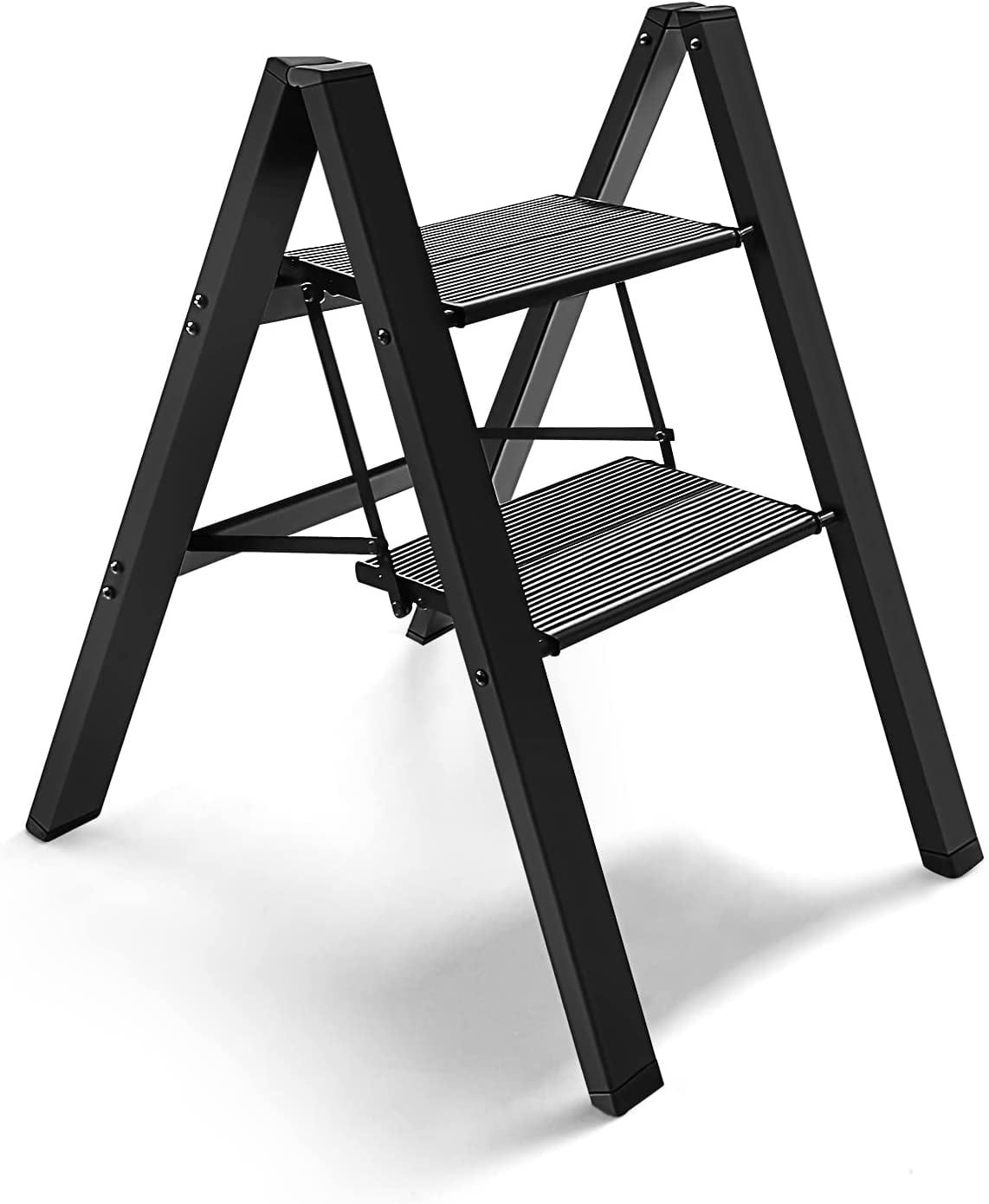 2 Step Ladder, Folding Step Stool with Wide Anti-Slip Pedal, Aluminum ...