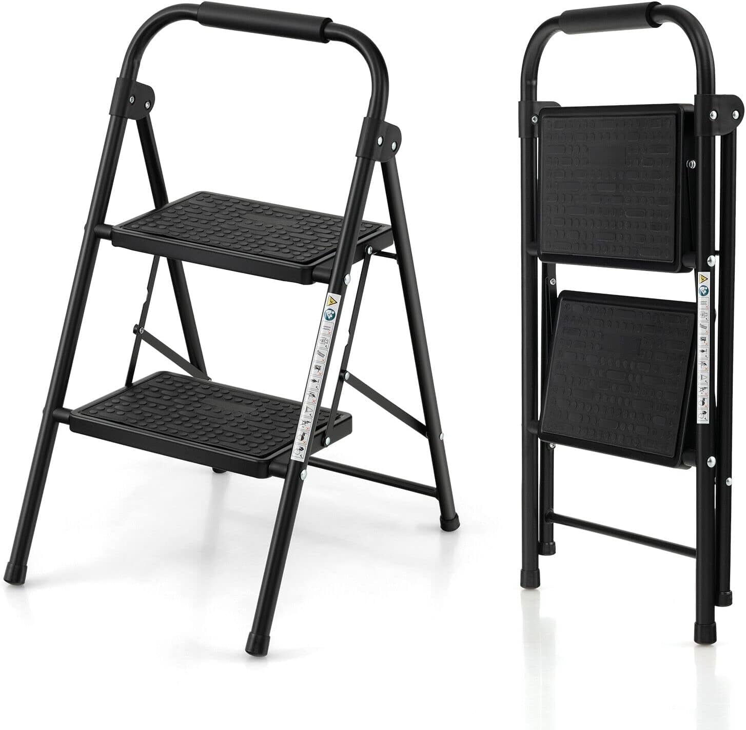 2 Step Ladder, Folding Step Stool with Extra Wide and Anti-Slip Pedals ...