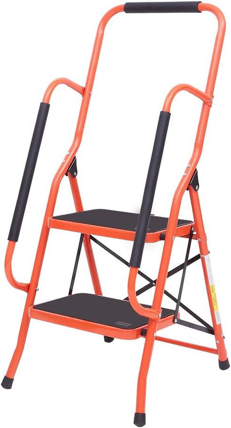 2 Step Ladder with Handrails, Folding Step Stool with Widened Anti-Slip ...