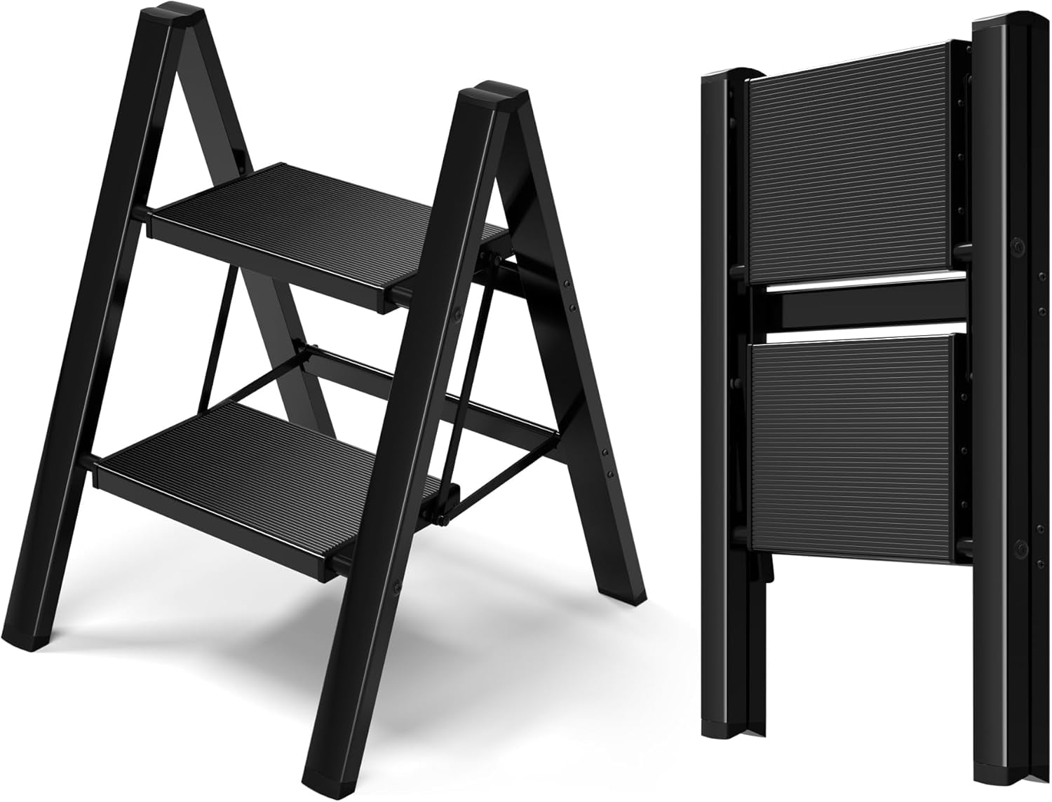 2 Step Ladder, Lightweight Portable 2 Step Stool with Anti-Slip Wide ...