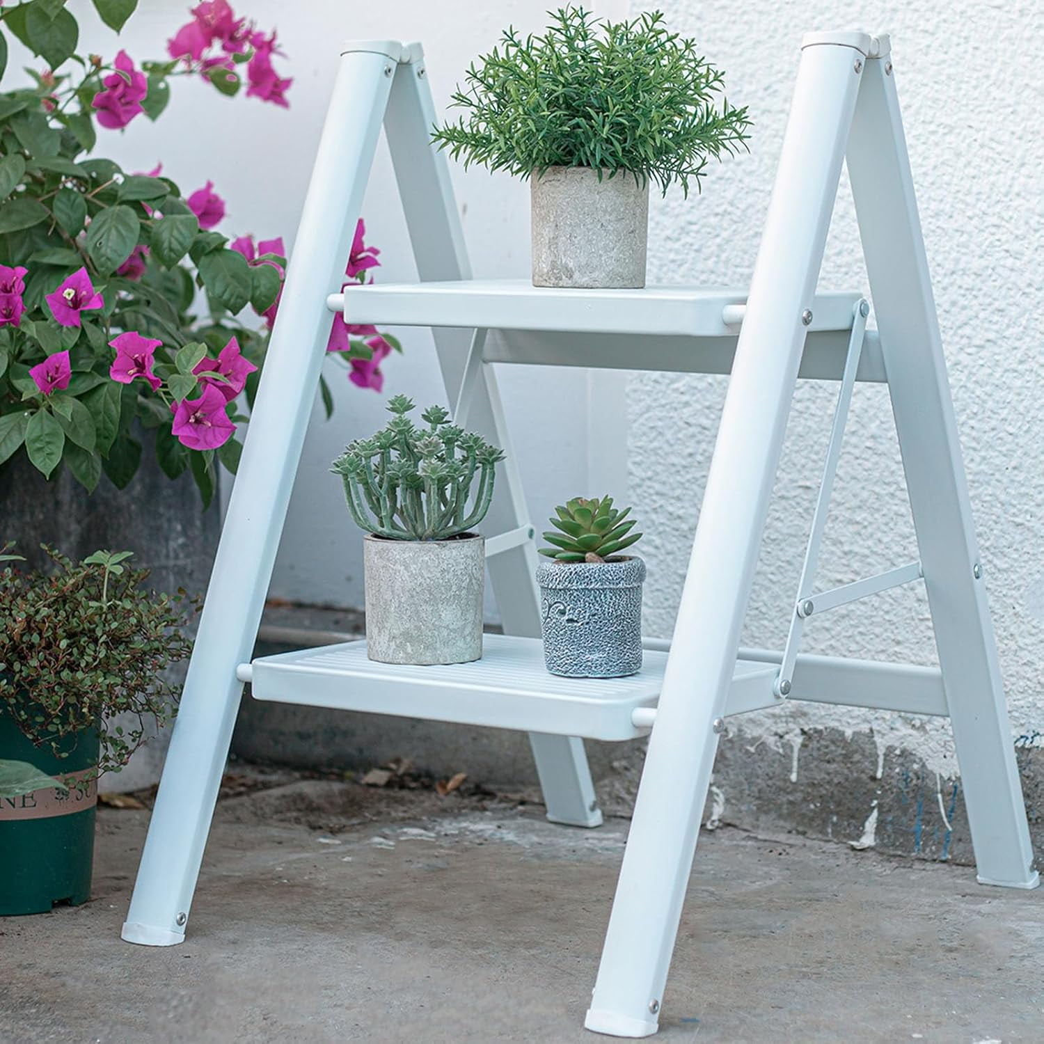 2 Step Ladder, Multi-Purpose Sturdy Lightweight Portable Folding Step ...