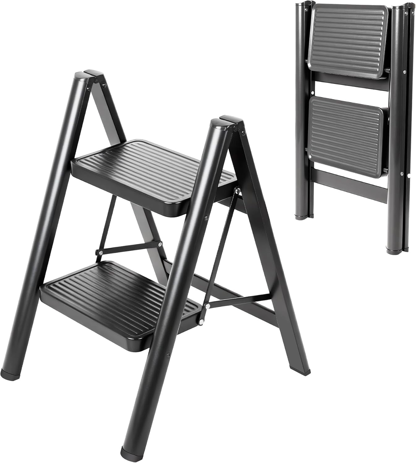2 Step Ladder, Portable Foldable Step Stool with Sturdy Carbon Steel ...