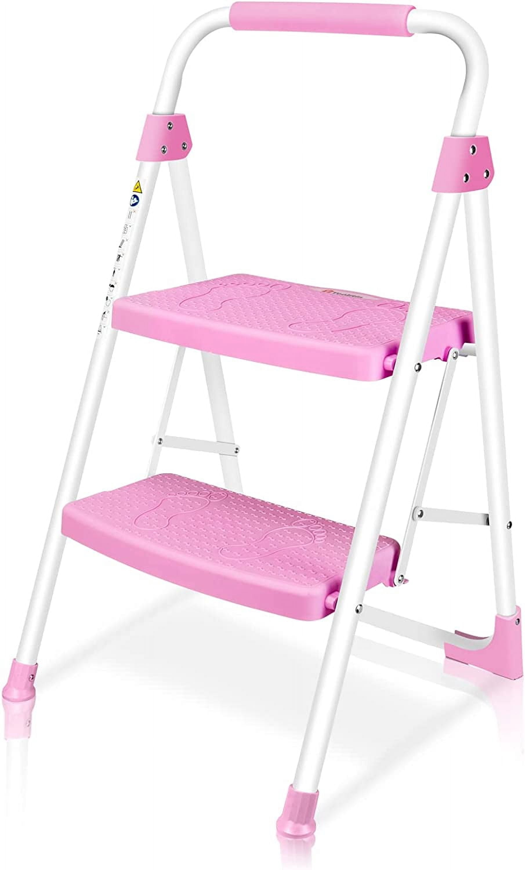 2 Step Ladder, Portable Folding Step Stool with Wide Anti-Slip Pedal ...