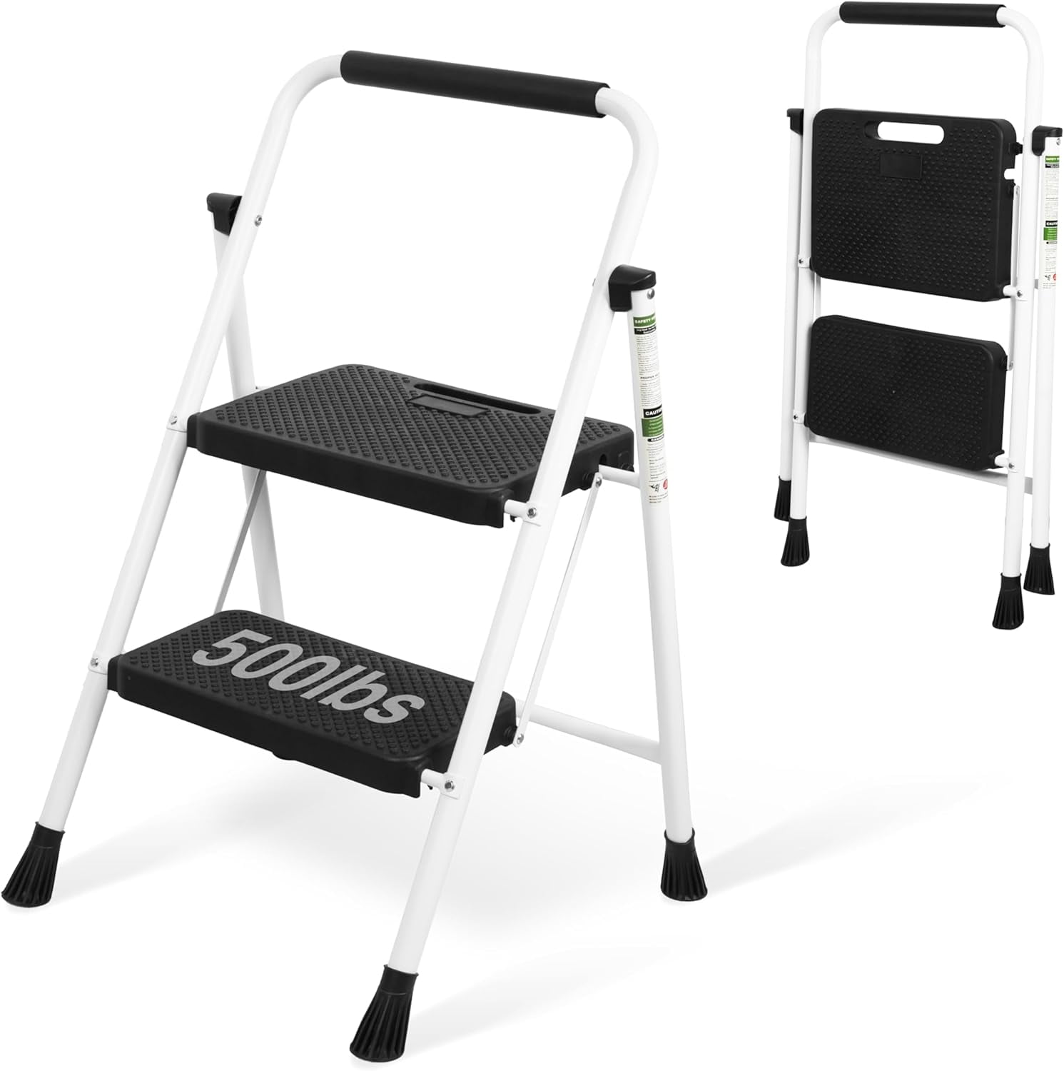 2 Step Ladder, Portable Steel Folding Step Stool with Wide Anti-Slip ...