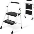 2 Step Ladder, Portable Steel Folding Step Stool with Wide Anti-Slip ...