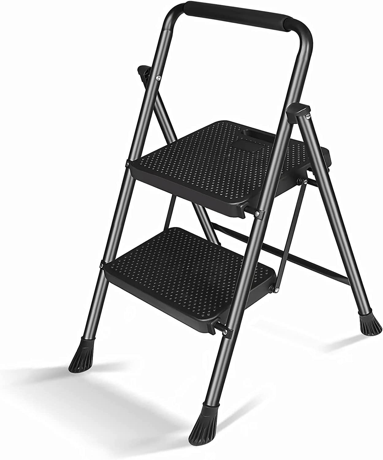 2 Step Ladder Portable Step Stool with Comfortable Handgrip and Extra ...