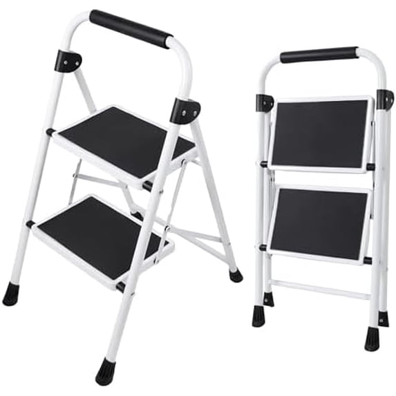 2 Step Ladder, Portable Stool with Wide Non-Slip Pedal, Foldable Step ...