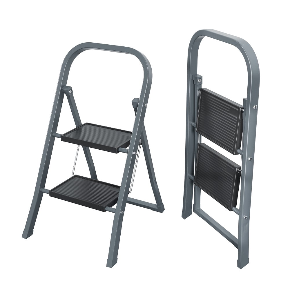 2 Step Ladder, Step Stool for Adults, Folding Step Stool with Wide Anti ...
