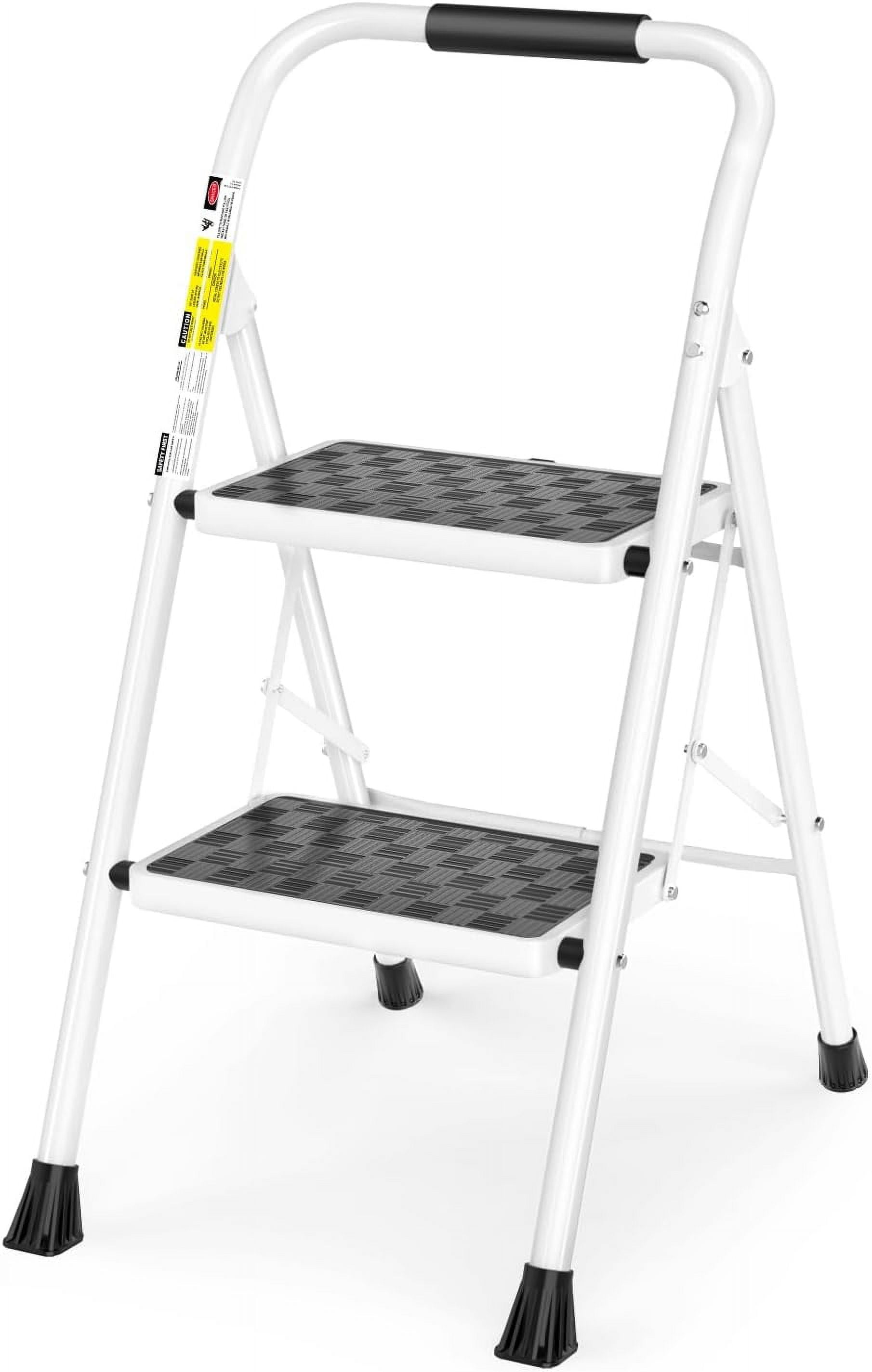 2 Step Ladder, 2 Step Stool for Adults,2 Step Ladder Folding Step Stool ...