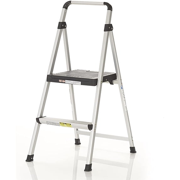 2 Step Lite Solutions Folding Step Stool, Aluminum/Black - Walmart.com