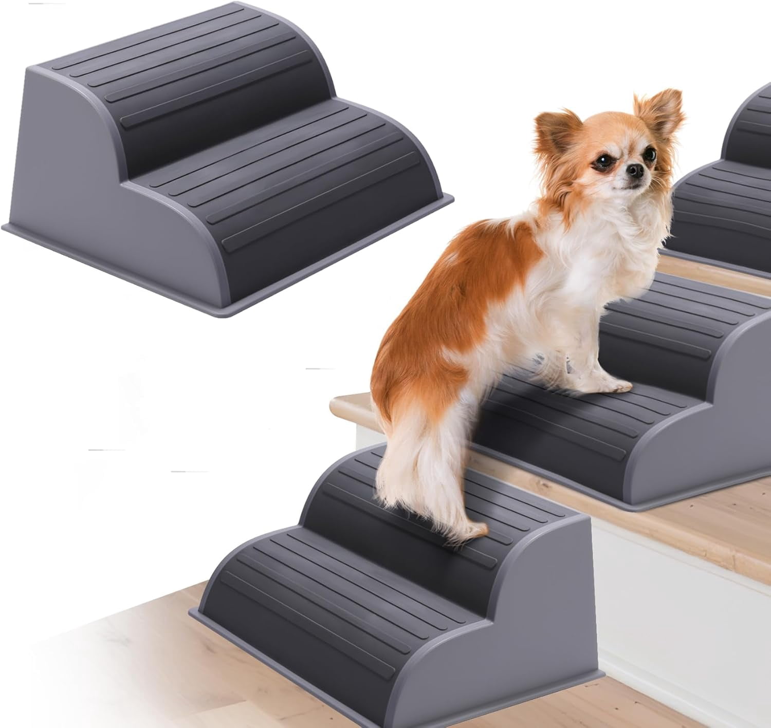 2-Step Modular Dog Ramp - Portable Non-Slip Stairs for Small Dogs with ...