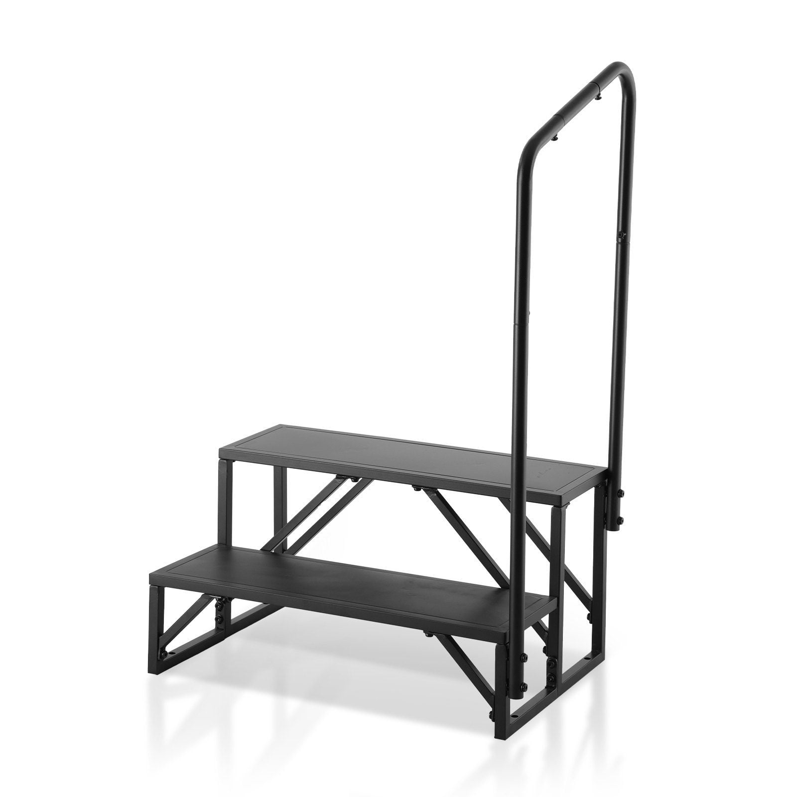2-Step RV Stairs with Handrail, 440LBS Capacity, Non-Slip Carbon Steel ...