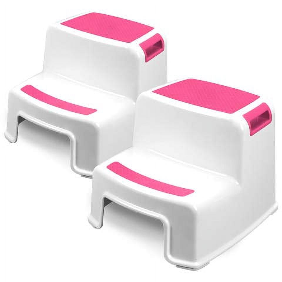 2 Step Stepping Stools for Kids - 2 Pack, Pink| Child, Toddler Safety ...