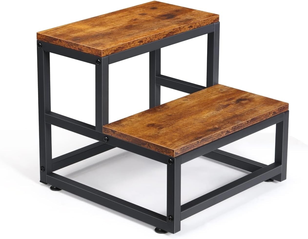 2 Step Stool for Adults Kids, Heavy Duty Sturdy Steel Frame with Wooden ...