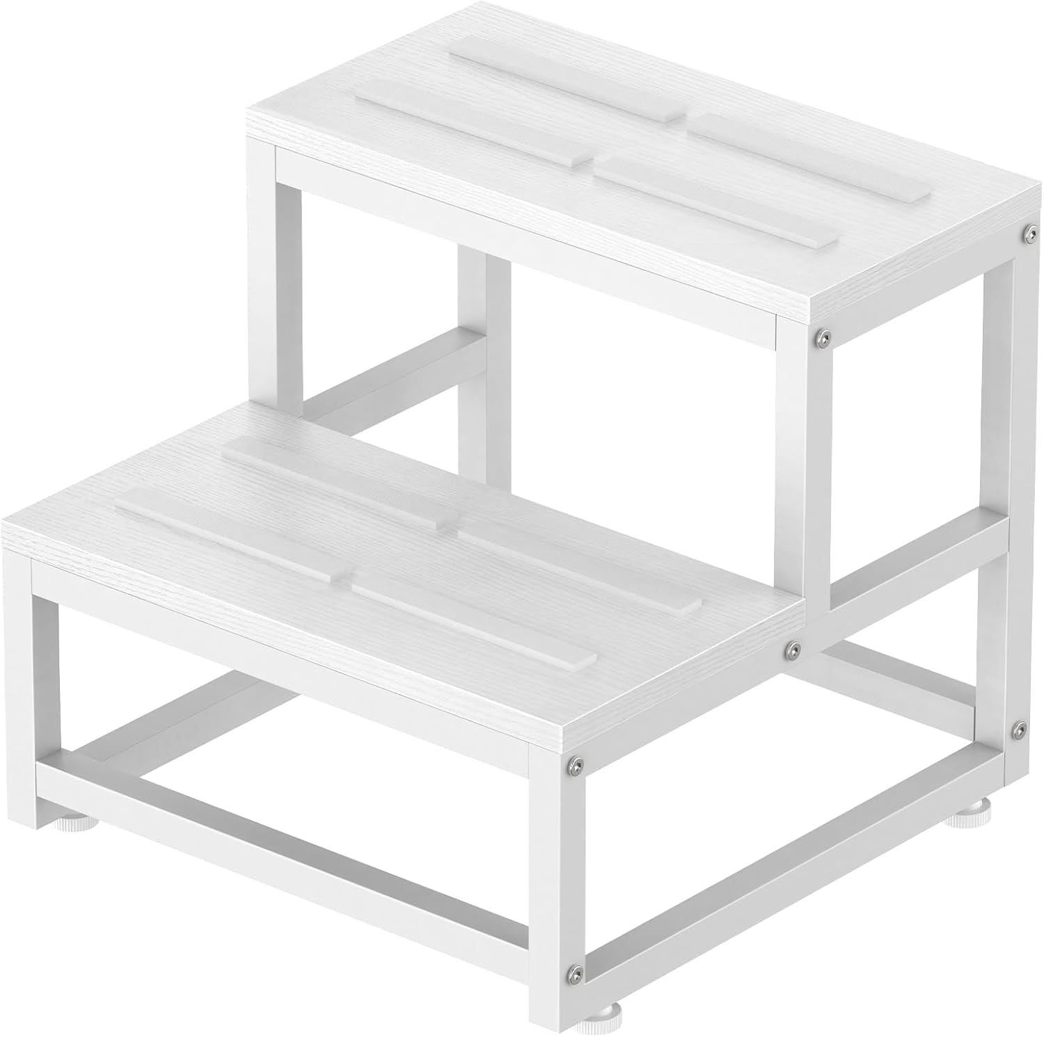 2 Step Stool for Adults Kids, Heavy Duty Sturdy Steel Frame with Wooden ...