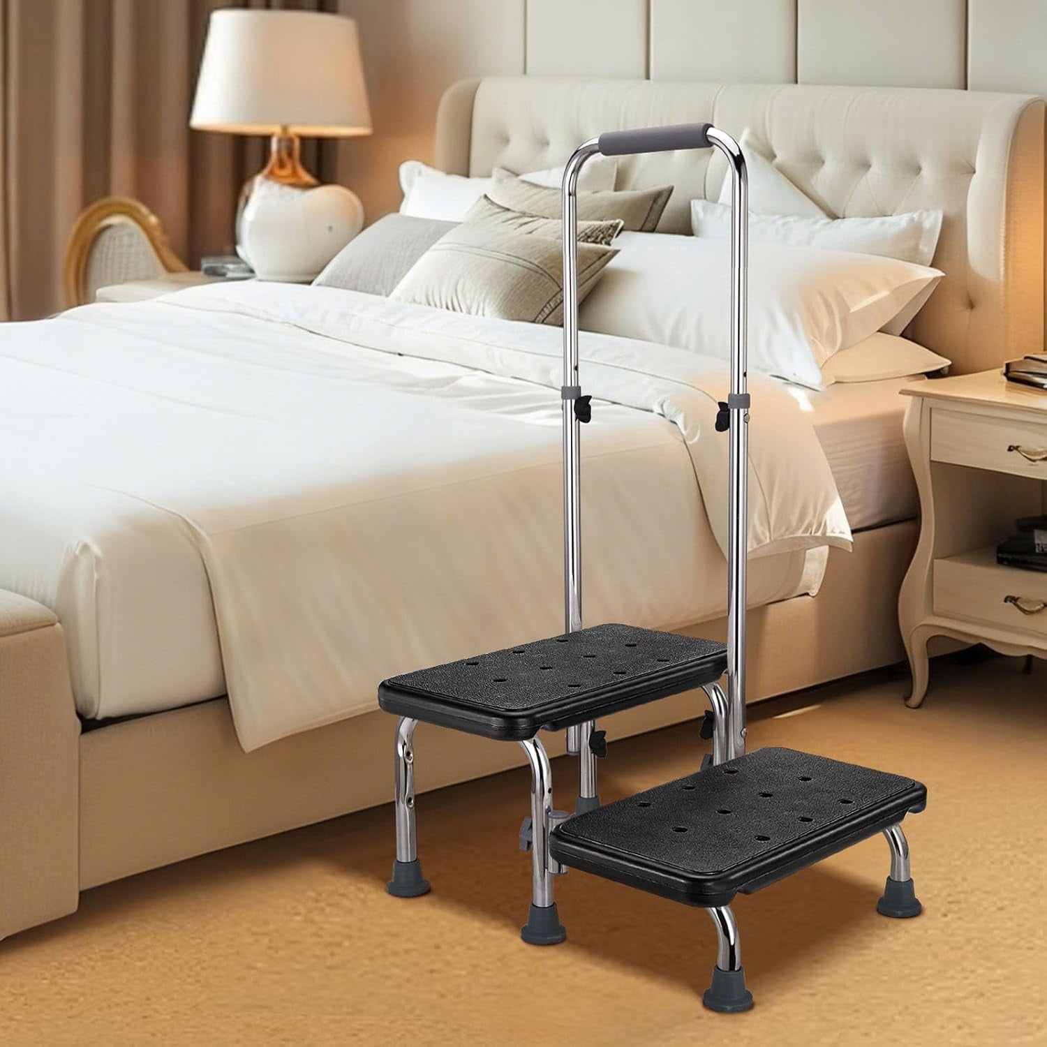 2 Step Stool with Handle for Elderly, Heavy Duty Step Stool with ...