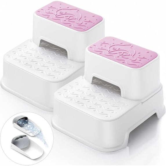 2-Step Stool for Kids - Toddler Anti-Slip Step Stool for Bathroom Sink ...