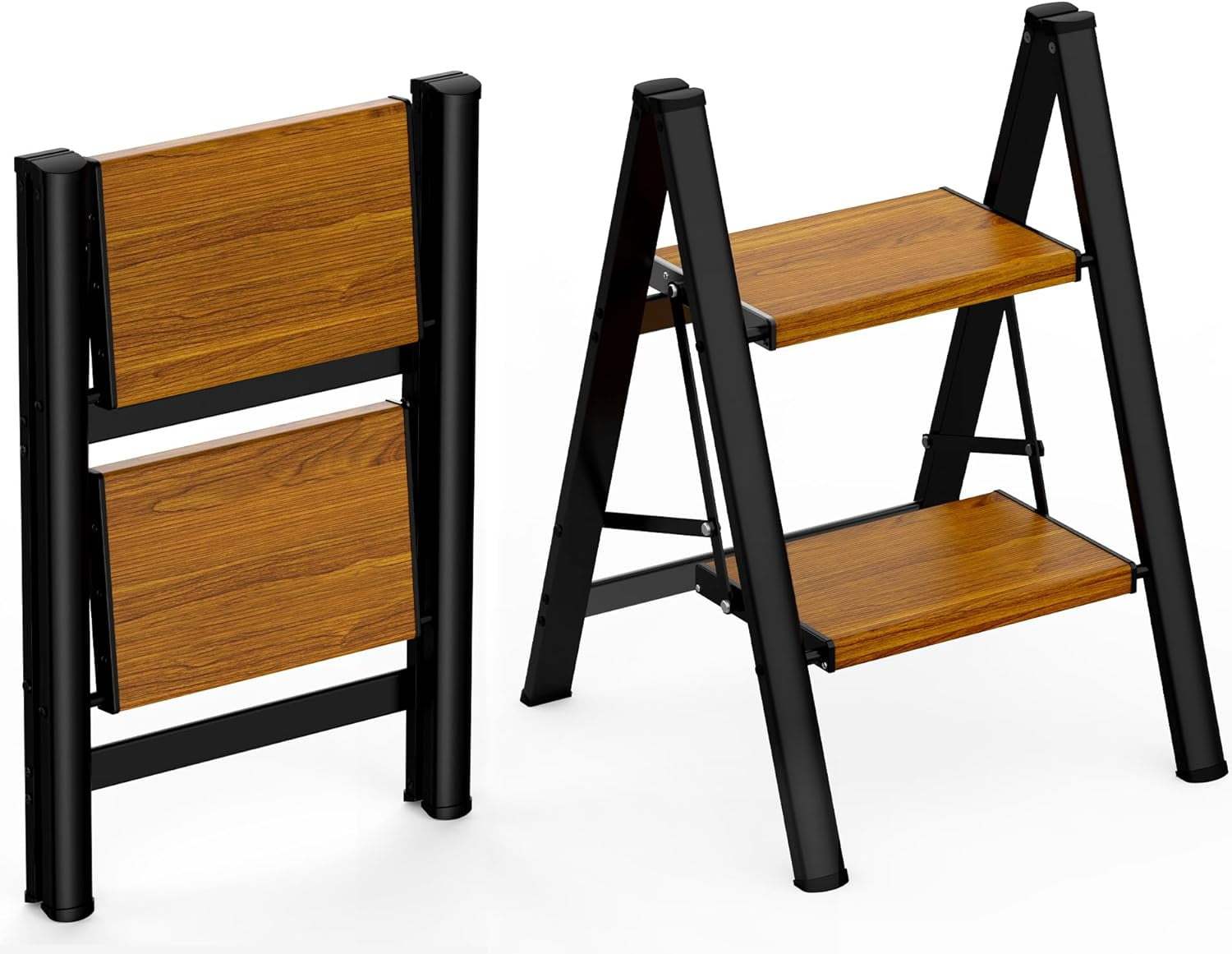 2 Step Stool,Lightweight Aluminum Folding Step Stool with Anti-Slip ...