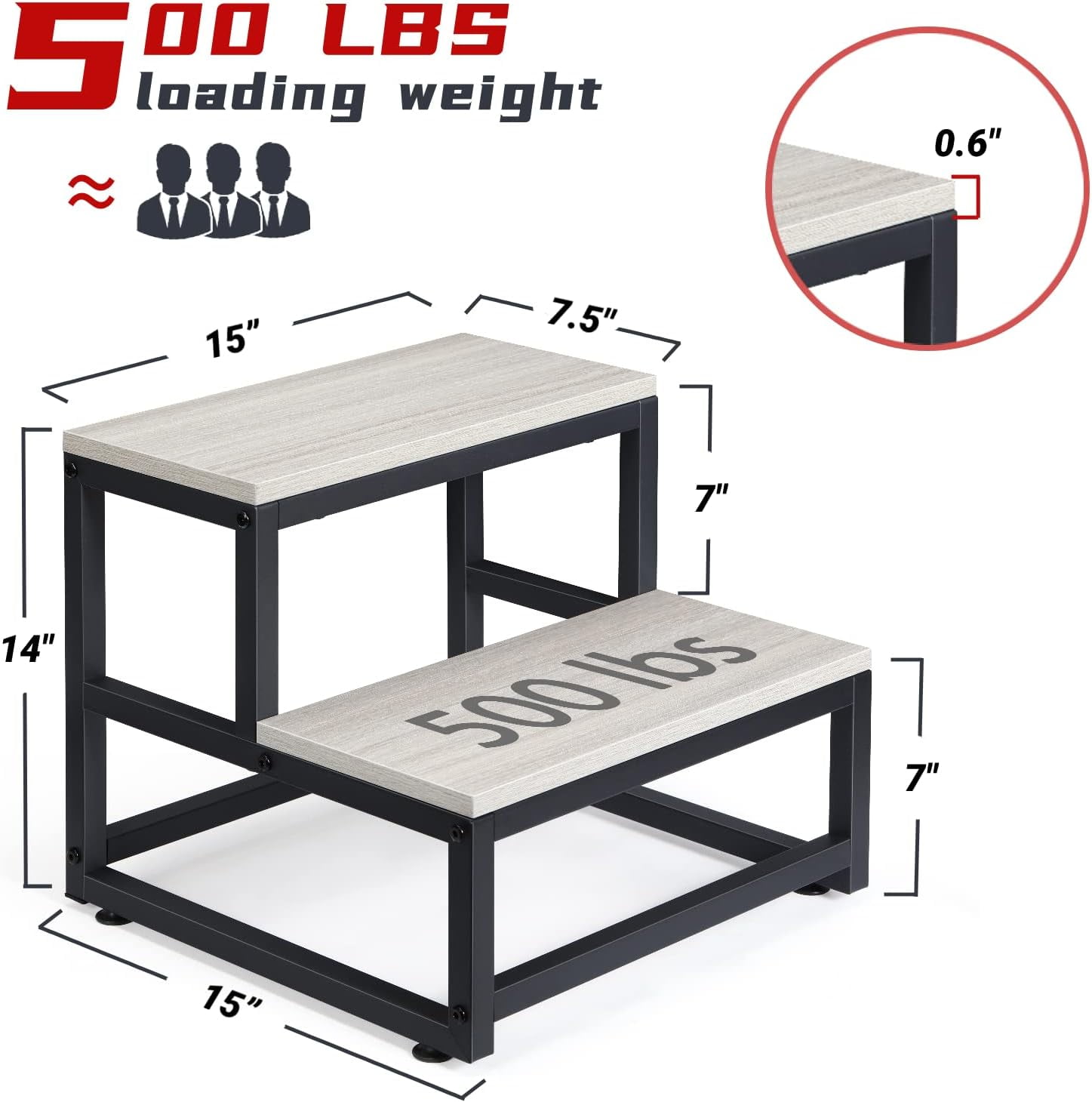 2 Step Stool, Step Stools for Adults Kids for High Bed Kitchen Bathroom ...