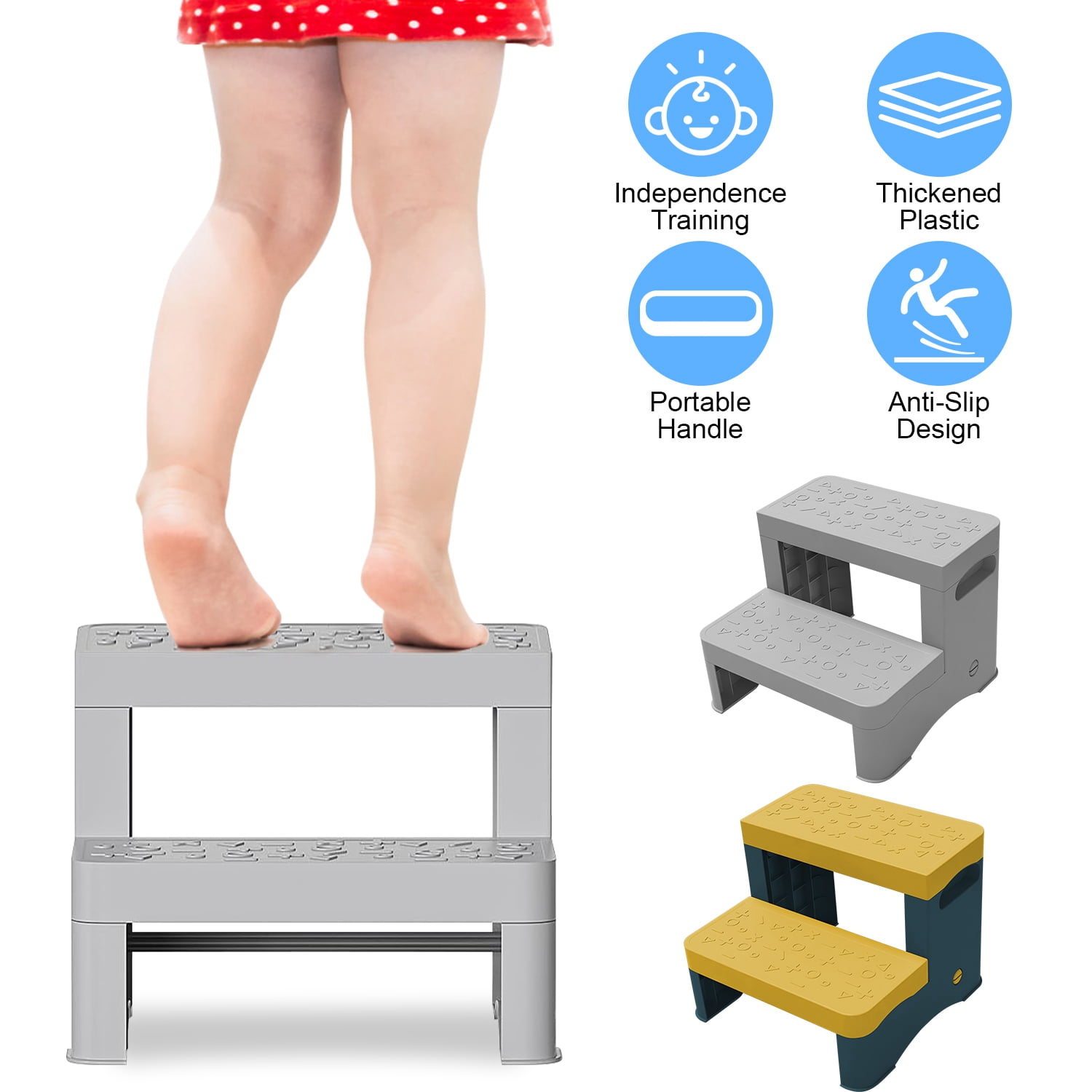 Anti-Slip Kids 2 Step Stool Bathroom Toddler Potty Training Step Stool ...
