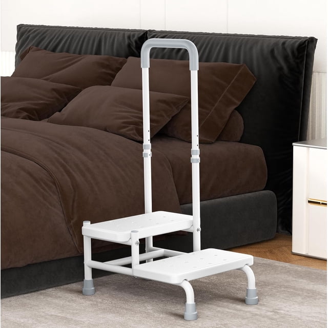 2 Step Stool with Handle Step Stool for Bed with Adjustable Handrail ...