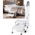 2 Step Stool with Handrail, Casters, Non Slip Platform, Adjustable ...