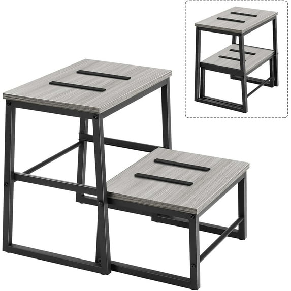 2 Step Stools for Adults & Kids, Heavy Duty 2-in-1 Stepping Stools ...