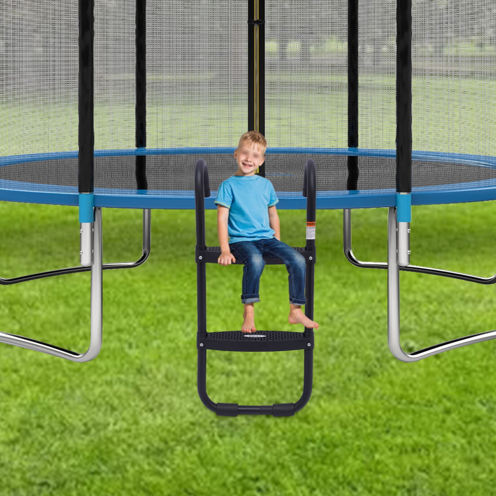 2-Step Trampoline Ladder with 2 Wide Skid-Proof Steps, Trampoline ...