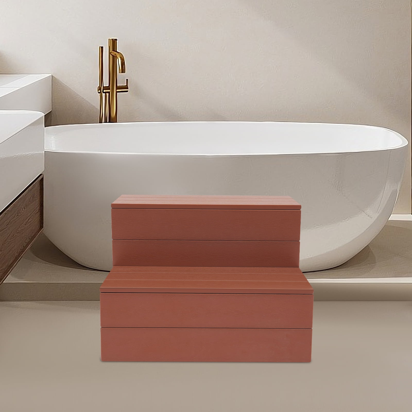 2 Steps 500lbs Bathtub Steps Reddish Brown Spa Steps Floorstanding Hot ...