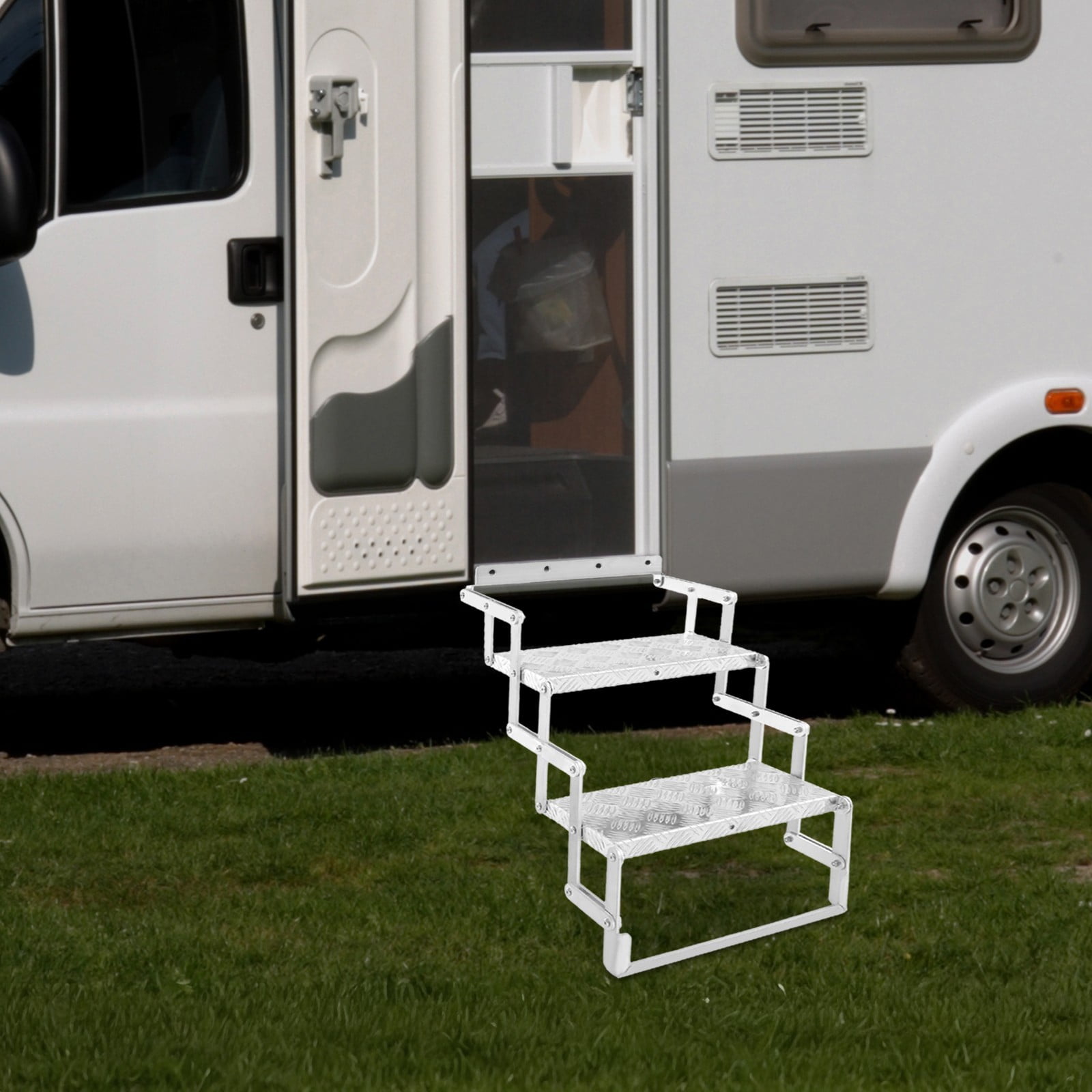 2 Steps Foldable Step Ladder Folding Aluminum Alloy Scissor Stairs for ...