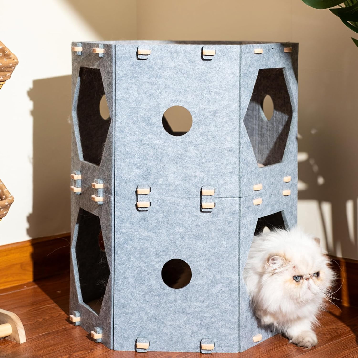 2-Storey Cat Cube, for Indoor Cats&Small Dogs, with Hair Brush, Without ...