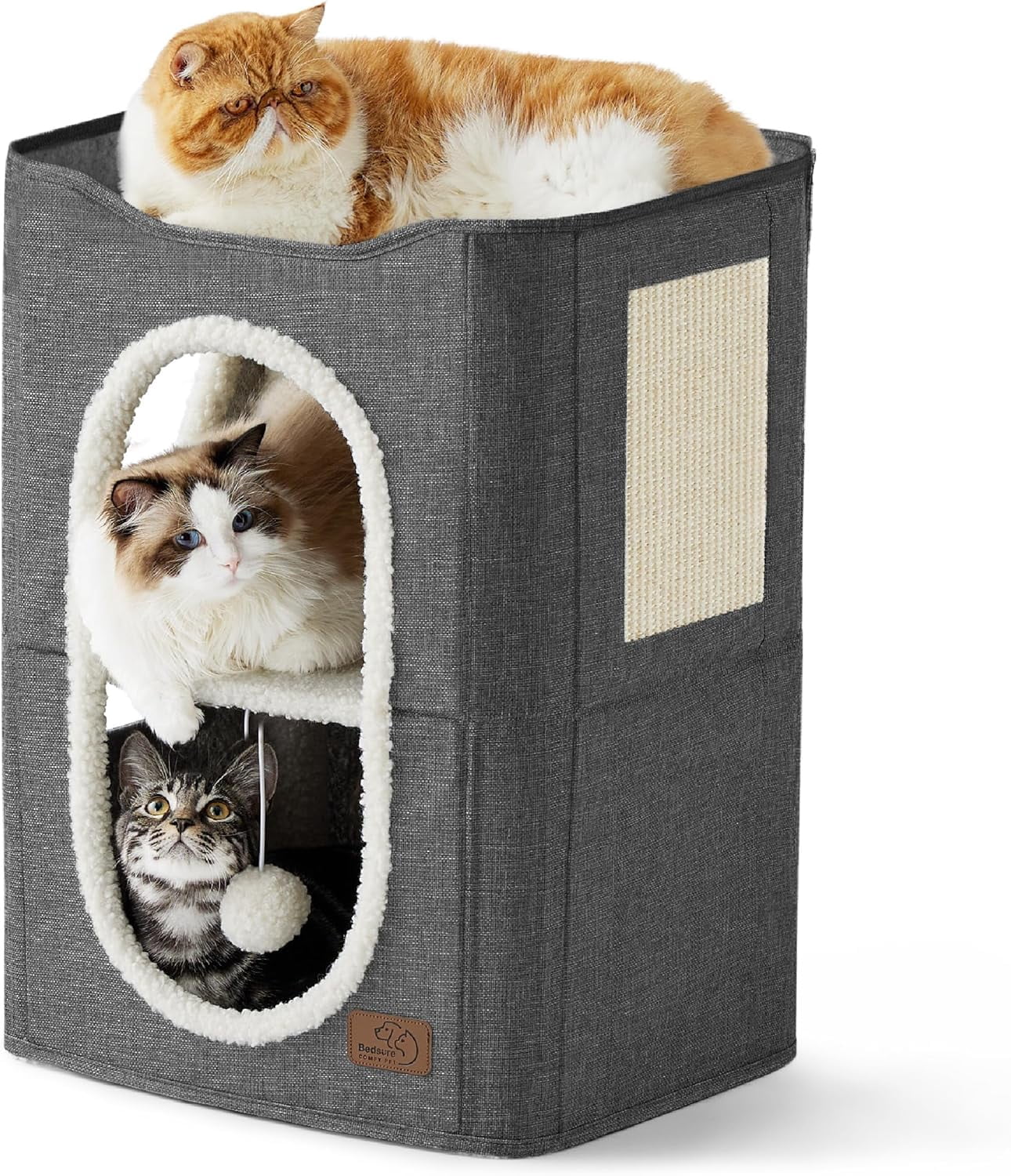 2 Story Cat House - Cat Condos for Indoor Cats with Scratch Pad and ...