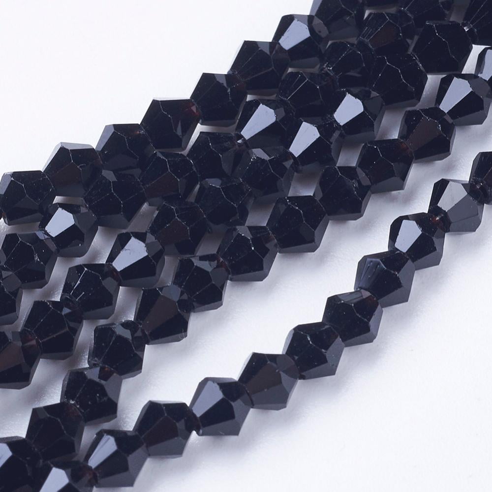 2 Strand Black Glass Bicone Beads Strands Faceted 4x4mm Hole: 1mm 88 ...
