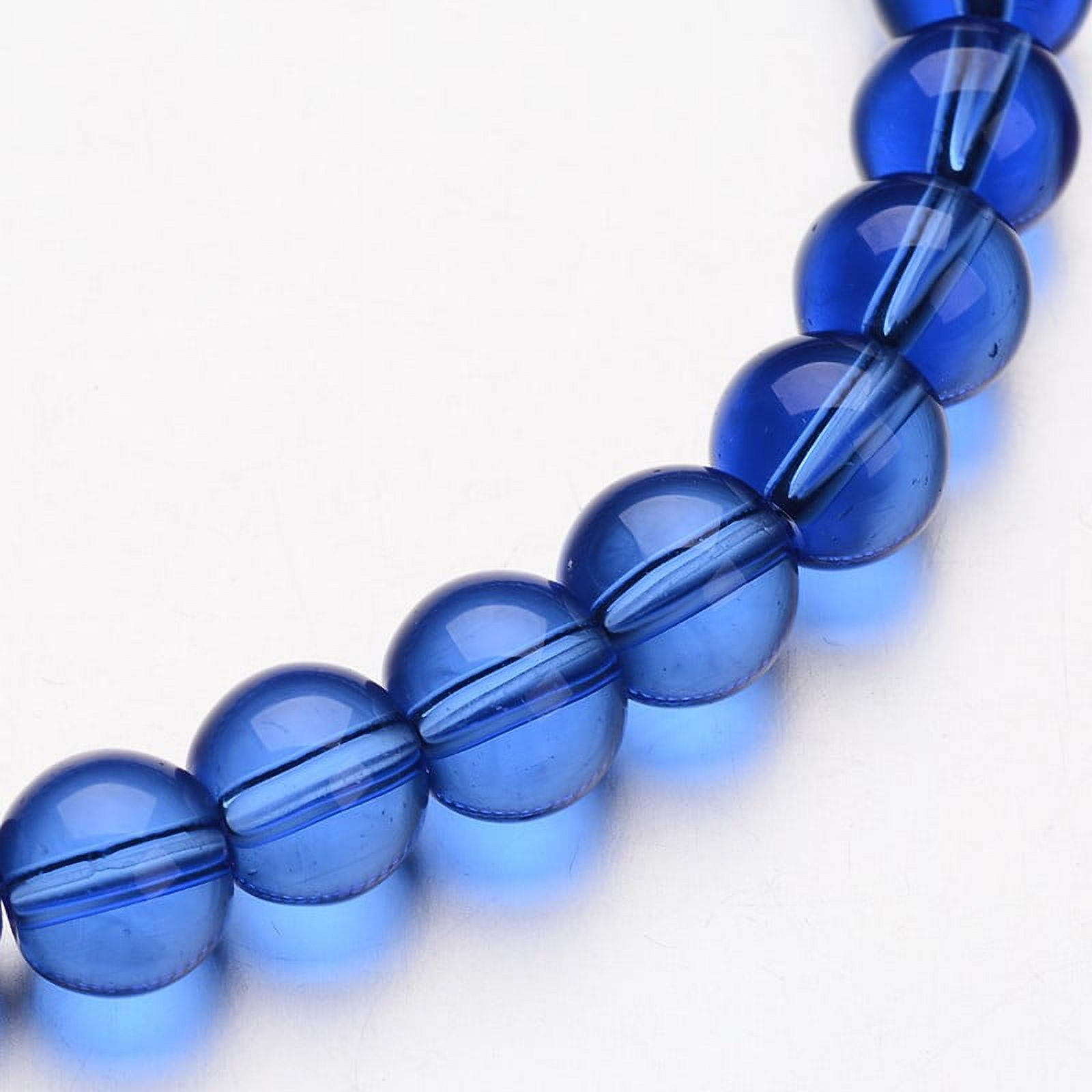 2 Strand Glass Round Bead Strands Medium Blue 4mm Hole: 1mm about 75 ...