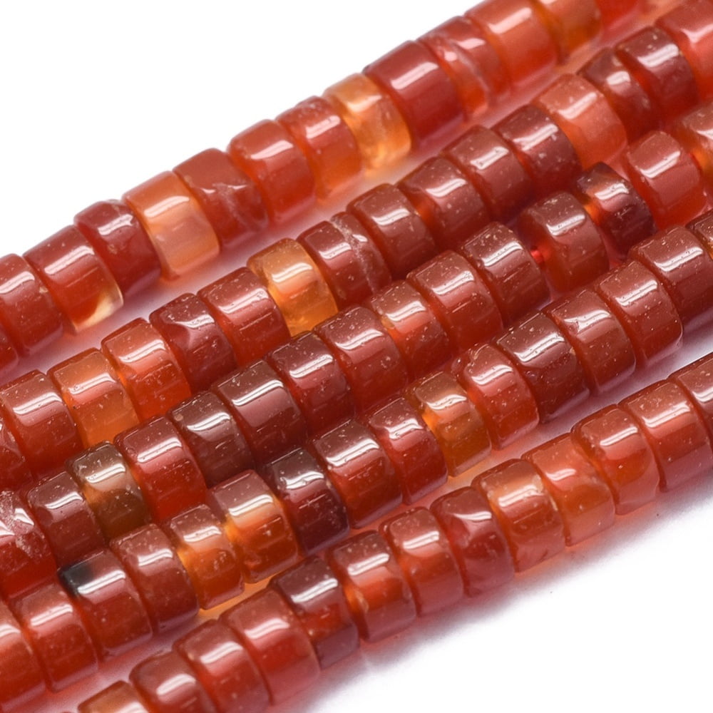 2 Strand Natural Carnelian Beads Strands Dyed & Heated Flat Round/Disc ...