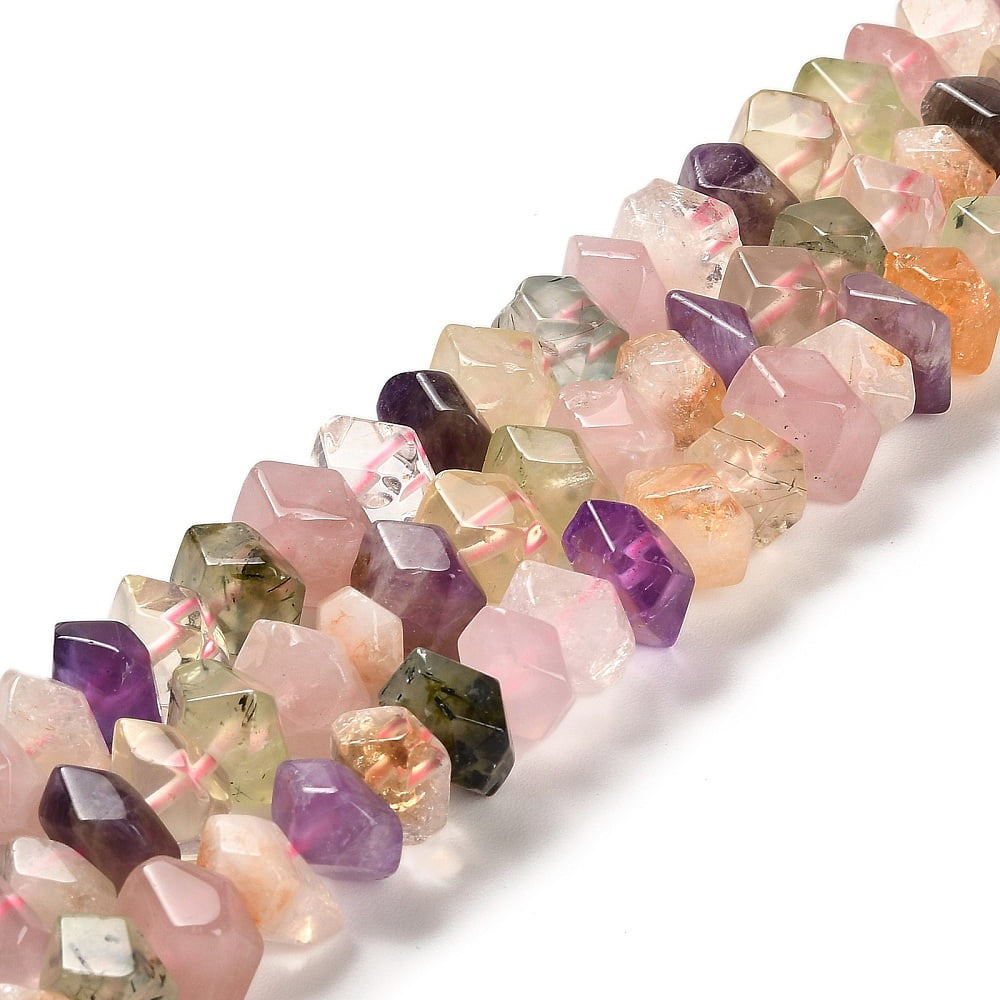 2 Strand Natural Mixed Quartz Beads Strands Faceted 10~11x8~10x7~8mm ...