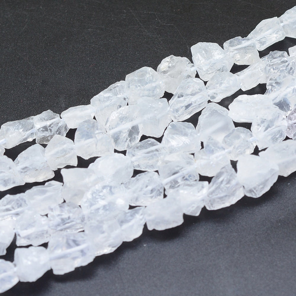 2 Strand Raw Rough Natural Quartz Crystal Beads Strands Rock Crystal ...
