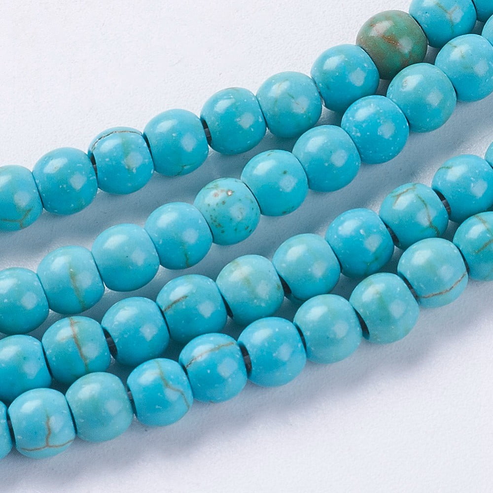 2 Strand Turquoise Beads Strands Round Dyed & Heated Deep Sky Blue 4mm ...