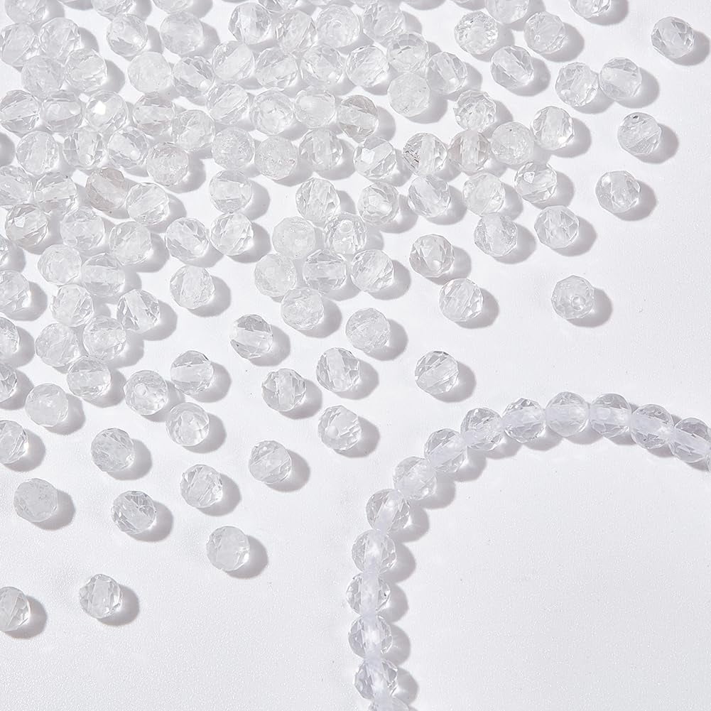 2 Strands 228-282 Pcs Natural Quartz Crystal Beads 3mm Faceted Round ...