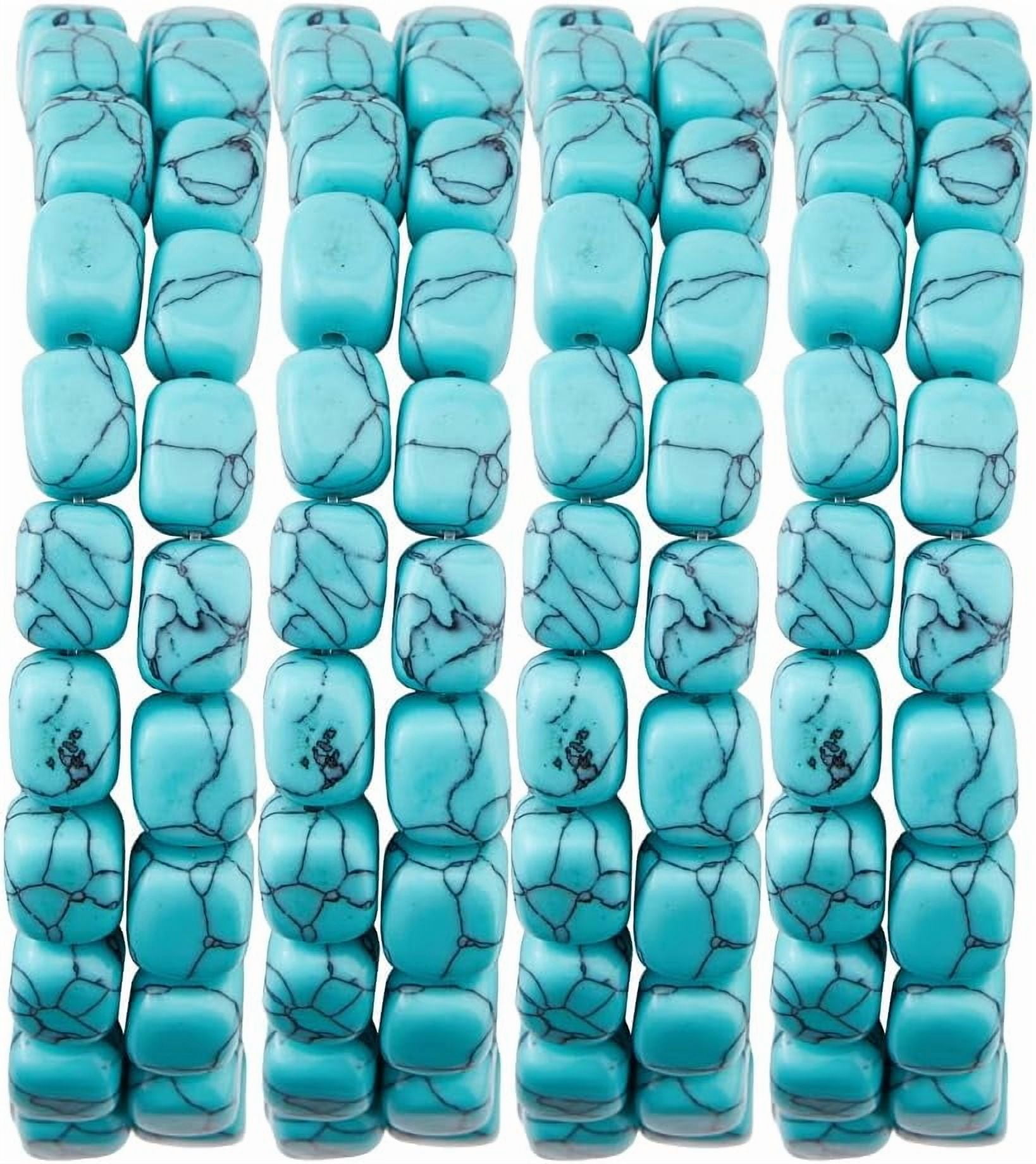 2 Strands 40PCS Turquoise Beads 8.5x7.5mm Cuboid Gemstone Spacer Loose ...