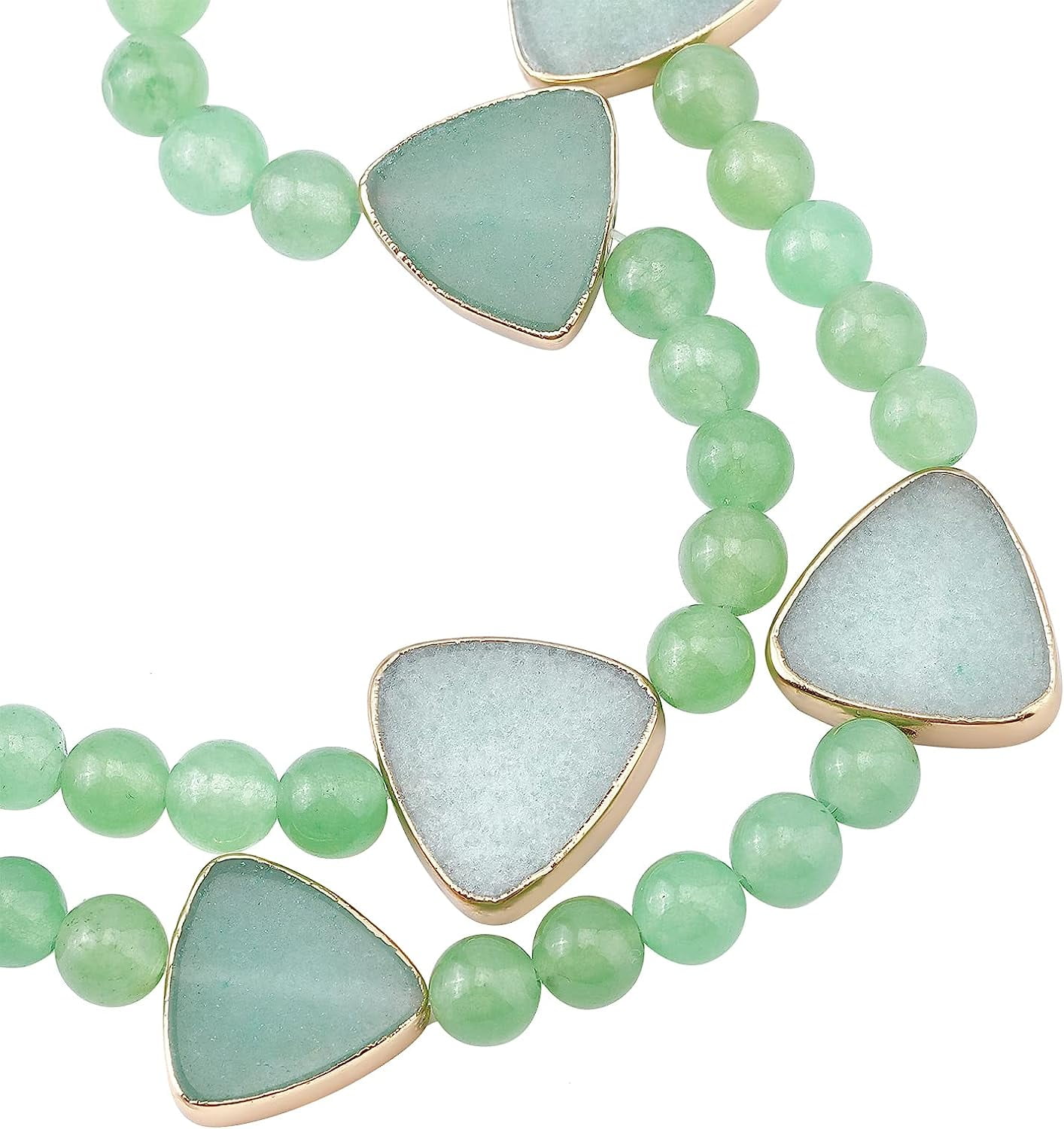 2 Strands 46 Pcs Natural Green Aventurine Beads Triangle and Round ...